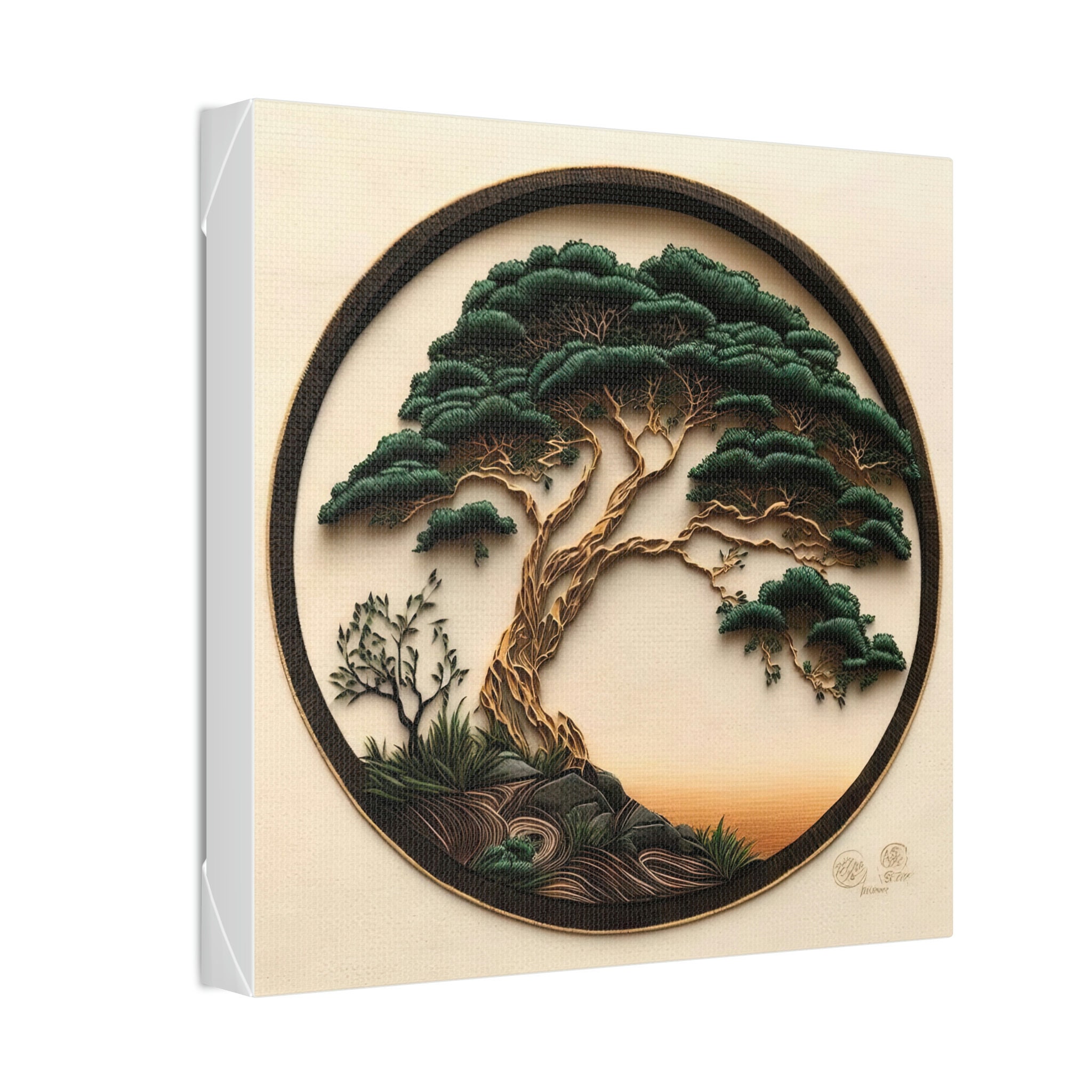 Japanese Bonzai Tree and Enso Circle Art Print Painting Wall - Etsy