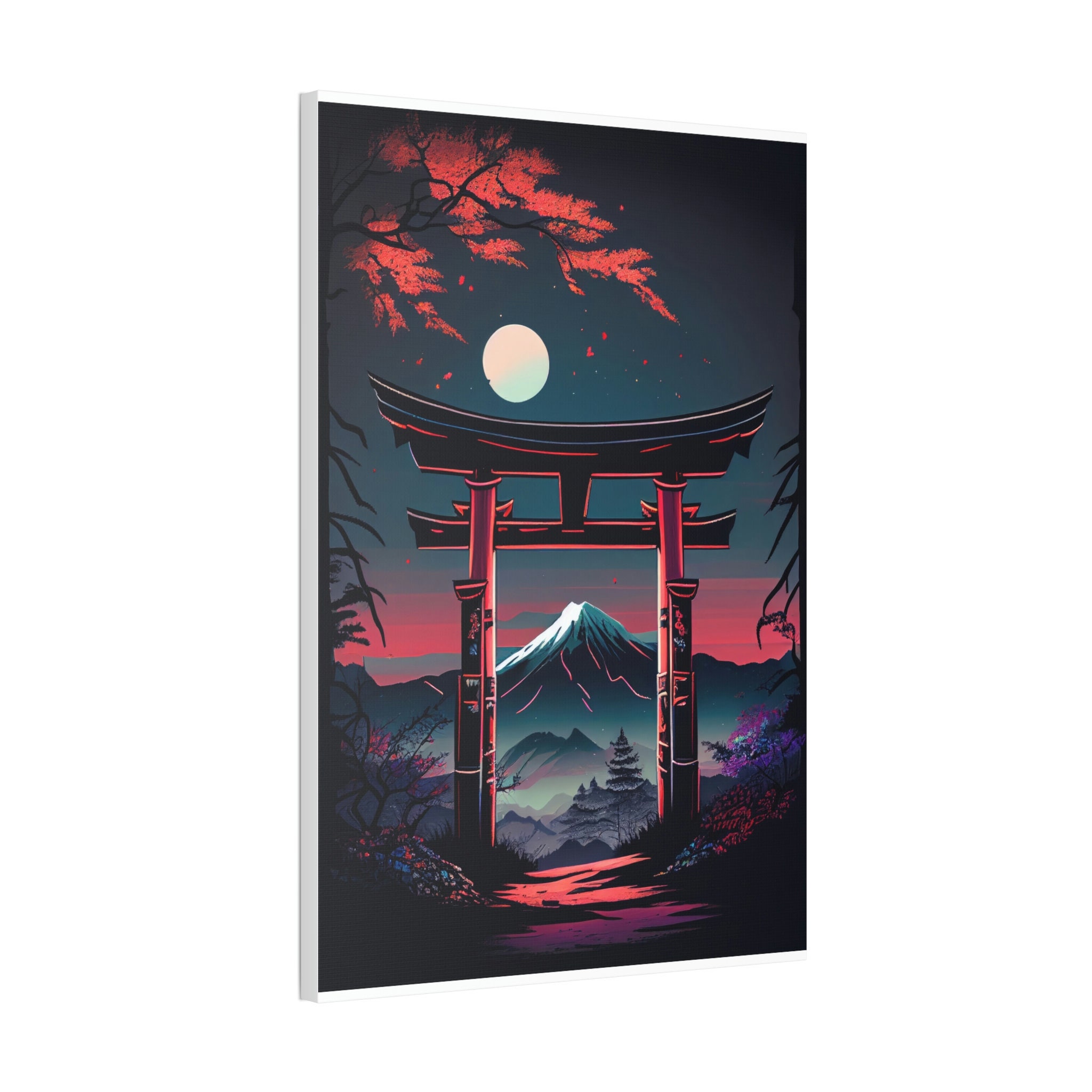 Japanese Torii Gate With Fall Colors Japan Landscape Art Print Painting ...