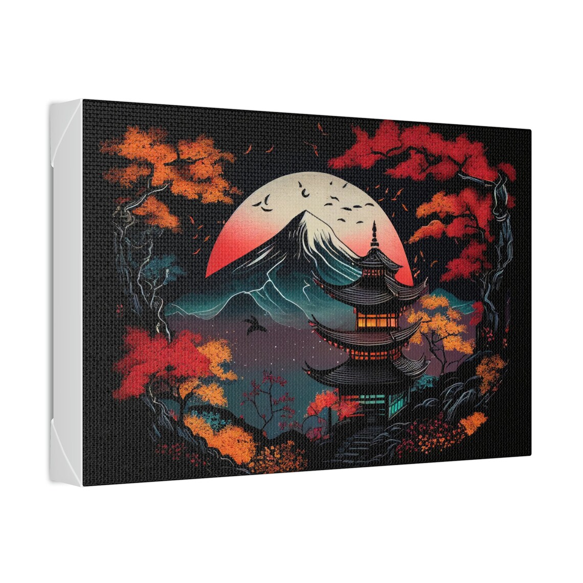 Japanese Pagoda With Fall Colors Japan Landscape Art Print Painting ...