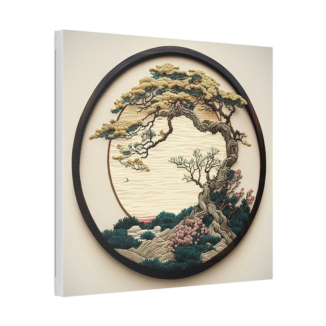 Japanese Bonzai Tree and Enso Circle Art Print Painting Wall - Etsy