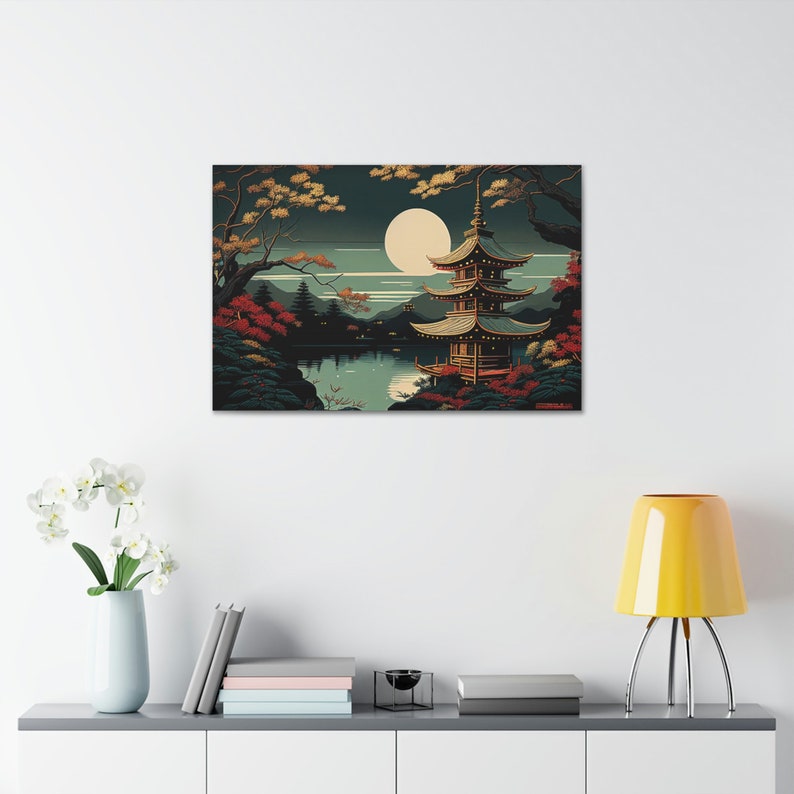 Japanese Pagoda With Fall Colors Japan Landscape Art Print Painting ...