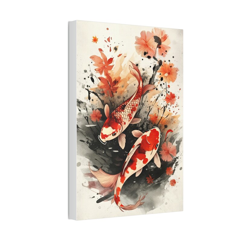 Japanese Koi Fish Art Print Painting Wall Canvas Decor - Etsy