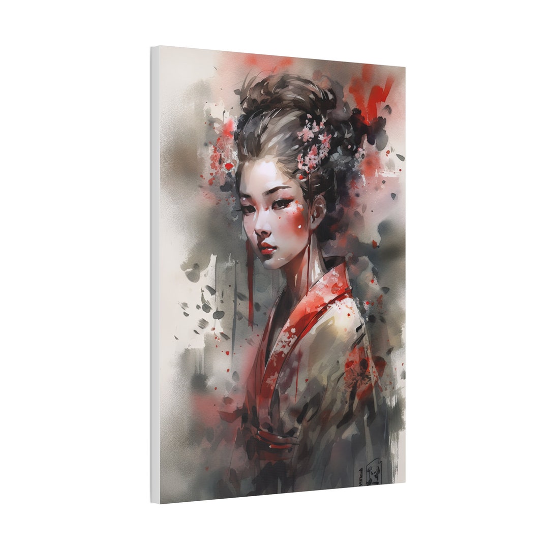 Stunning Japanese Geisha Art Print Painting Wall Canvas Decor - Etsy