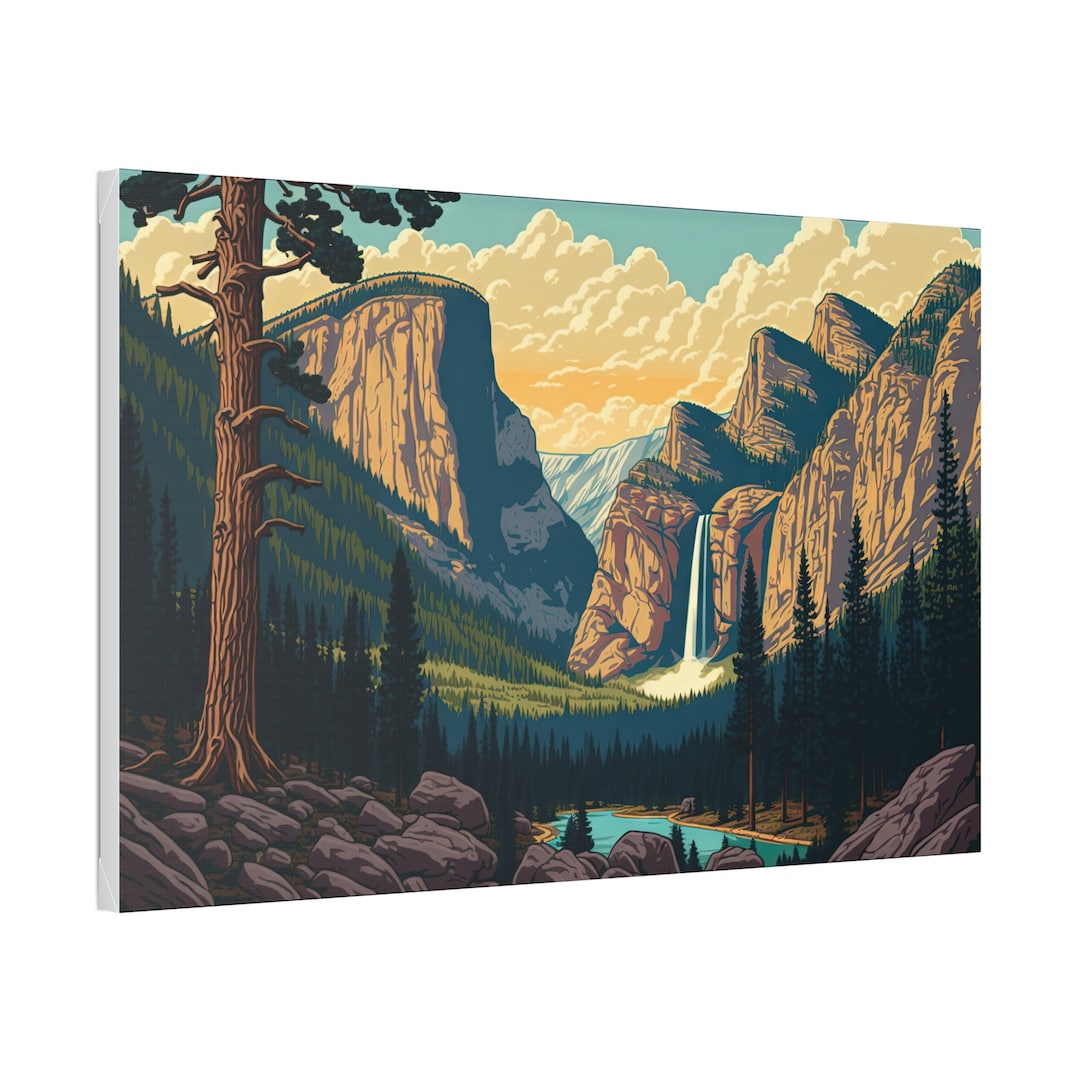 Yosemite National Park Abstract Art Print Painting Wall Canvas Decor - Etsy