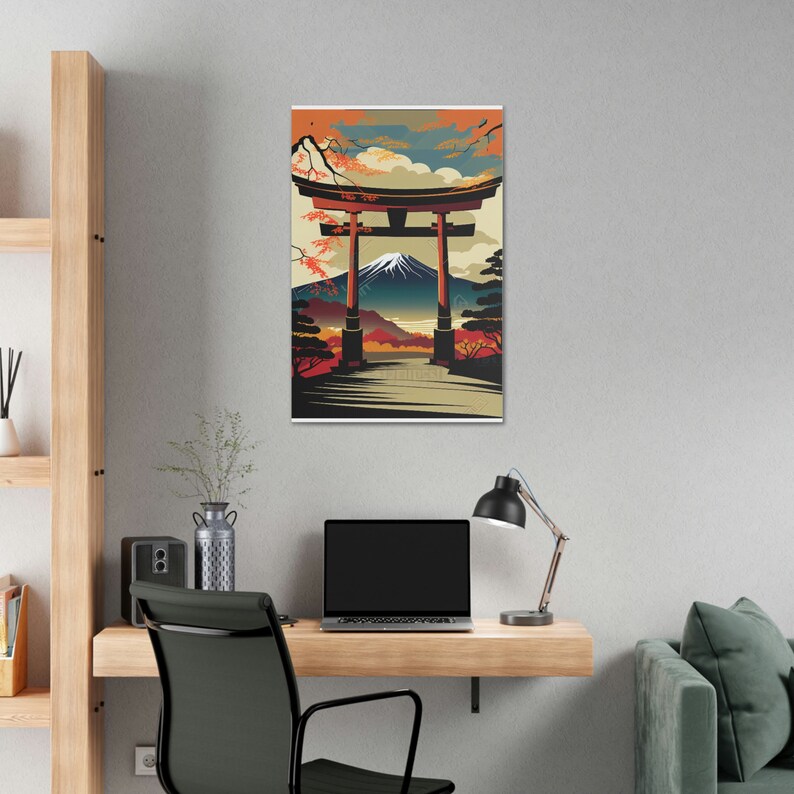 Japanese Torii Gate With Fall Colors Japan Landscape Art Print Painting ...