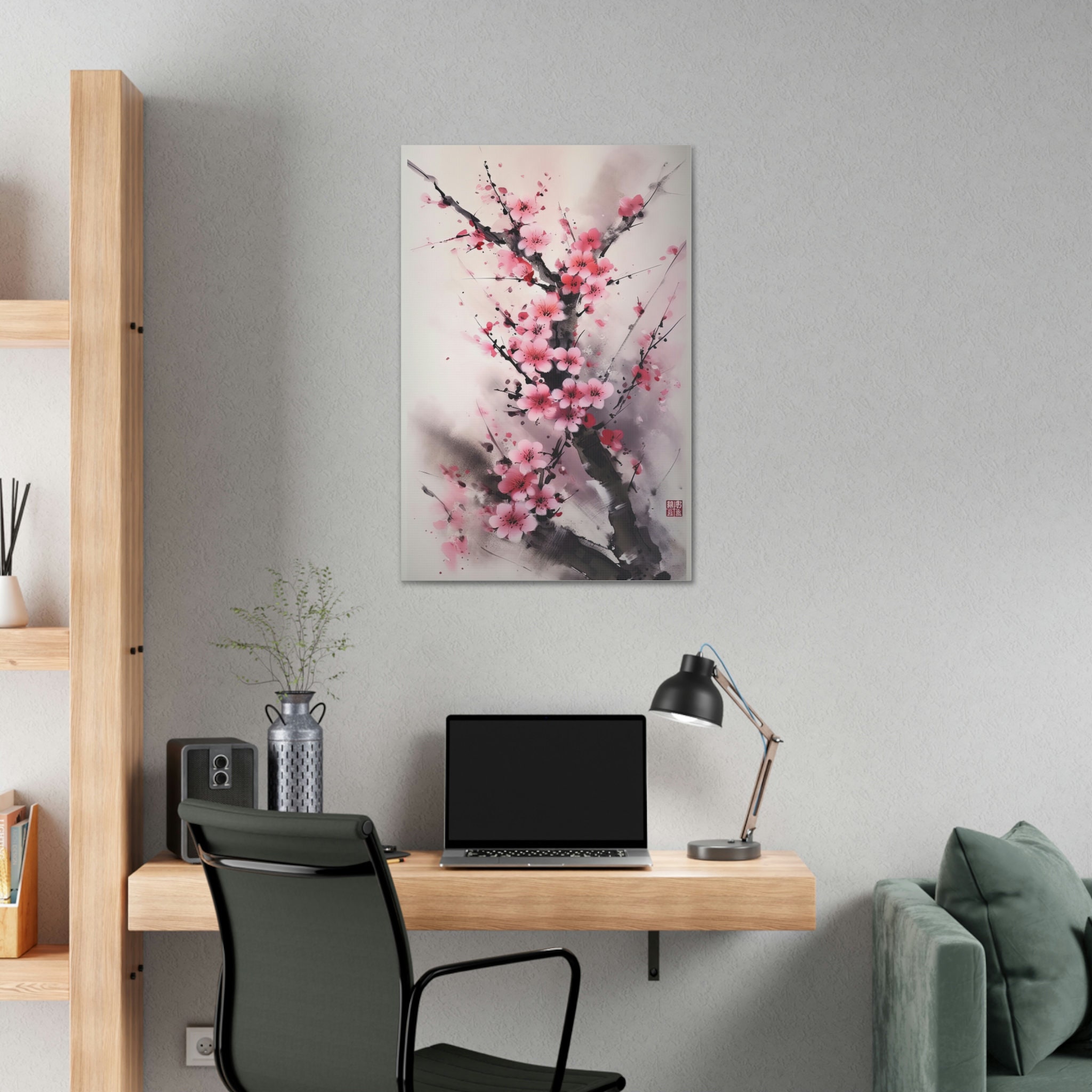 Cherry Blossoms Branch in the Spring Japan Landscape Art Print Painting ...