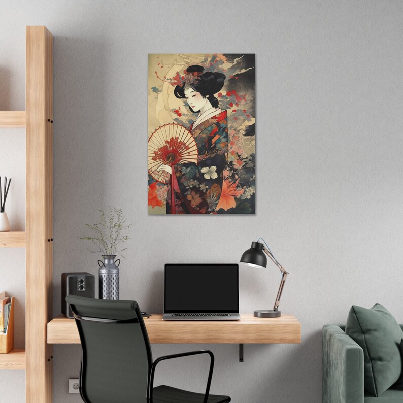 Stunning Japanese Geisha Art Print Painting Wall Canvas Decor - Etsy