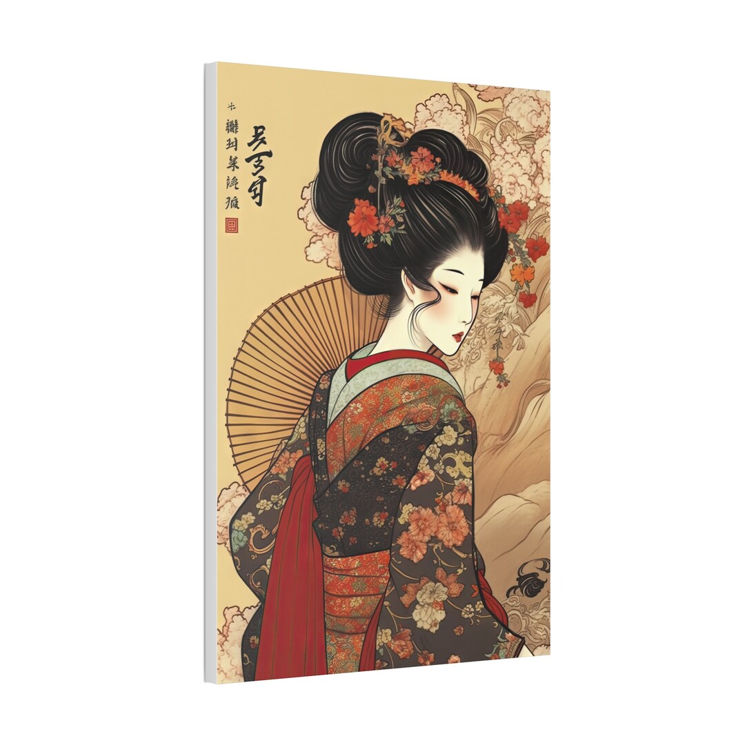 Stunning Japanese Geisha Art Print Painting Wall Canvas Decor - Etsy
