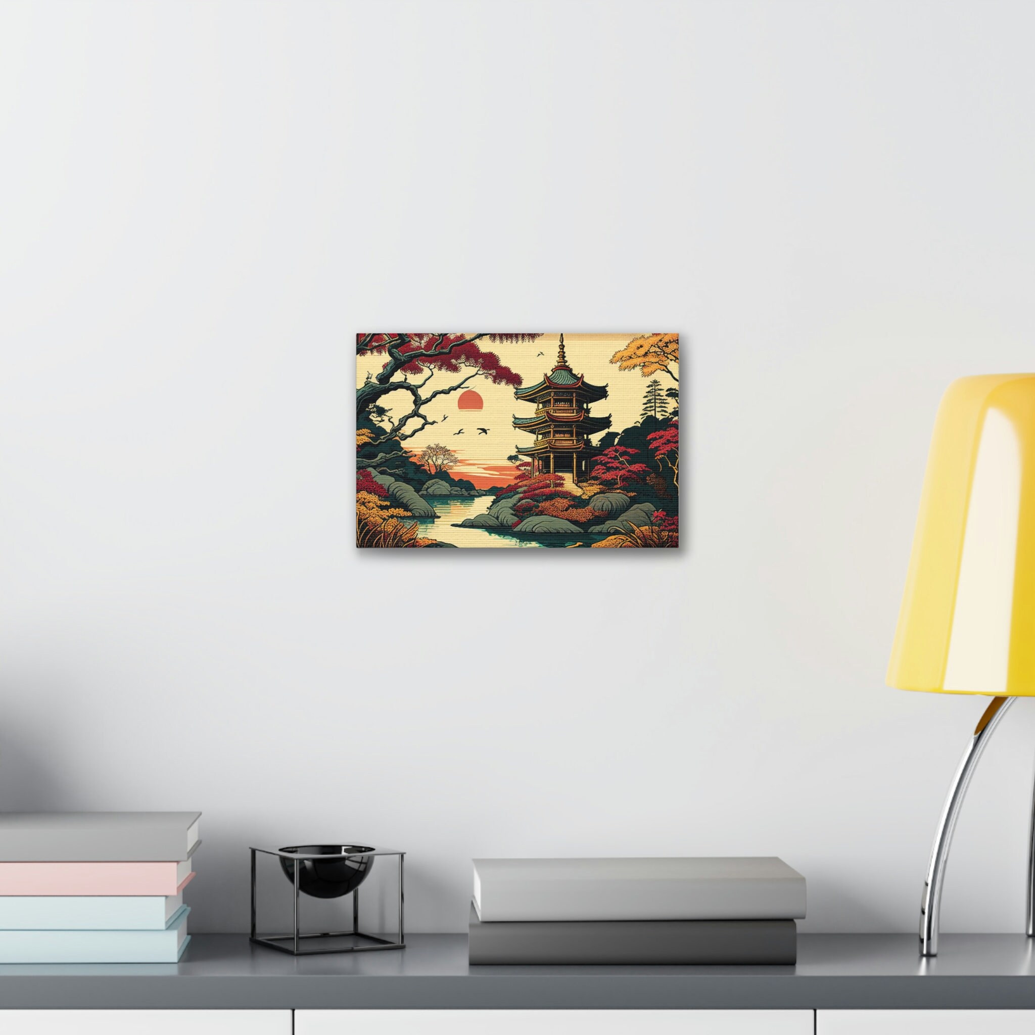 Japanese Pagoda With Fall Colors Japan Landscape Art Print Painting ...