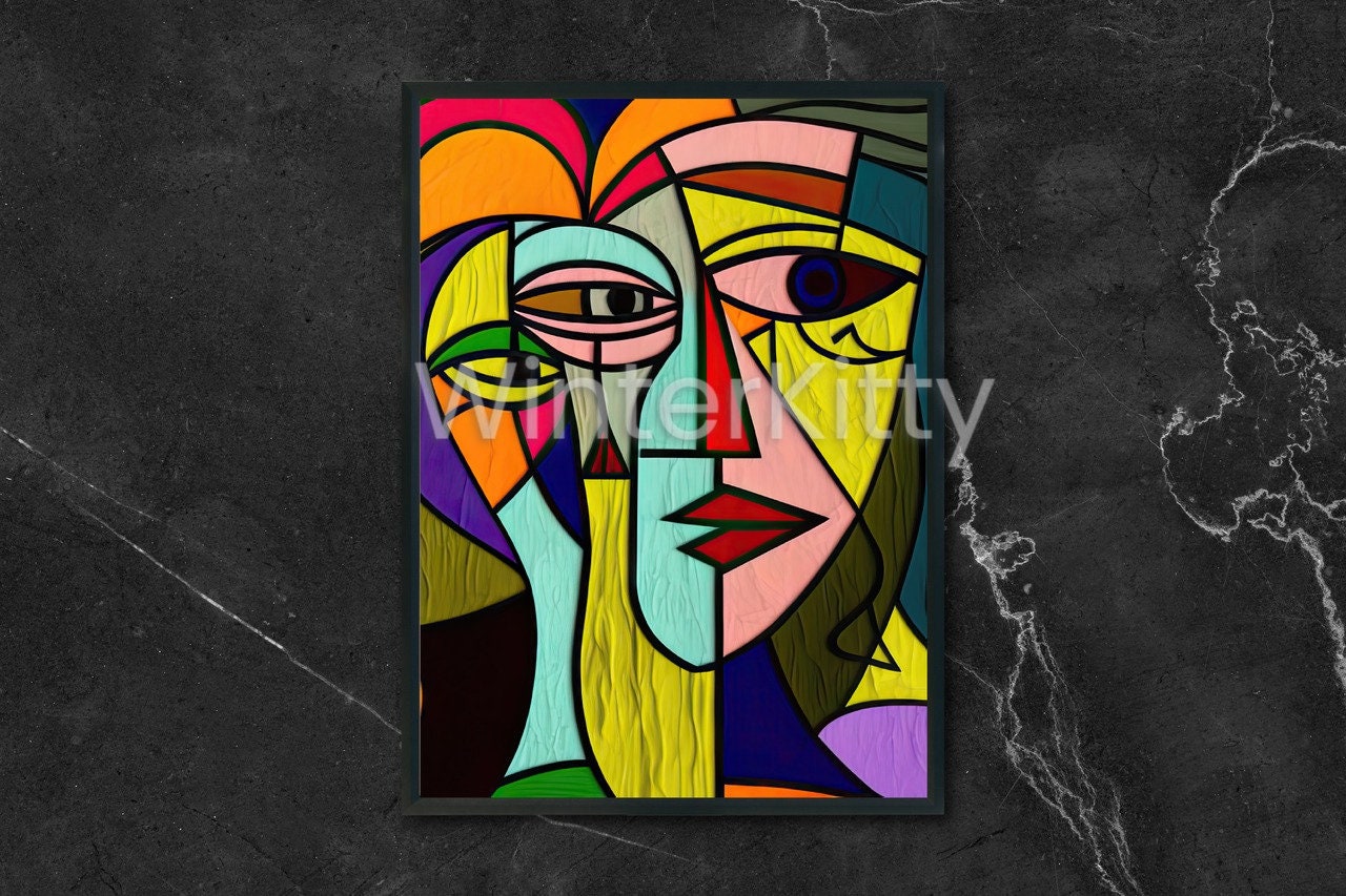 Picasso Style Abstract Cubism Art Print Modern Wall Decor DIGITAL ...