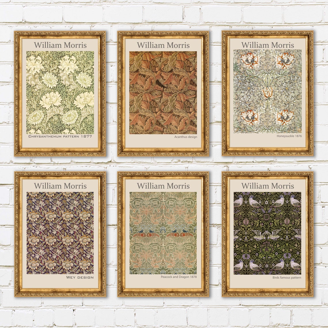 Set of 6 William Morris Print Set of 6 Vintage Digital Prints Rustic Posters Bundle Downloadable ...