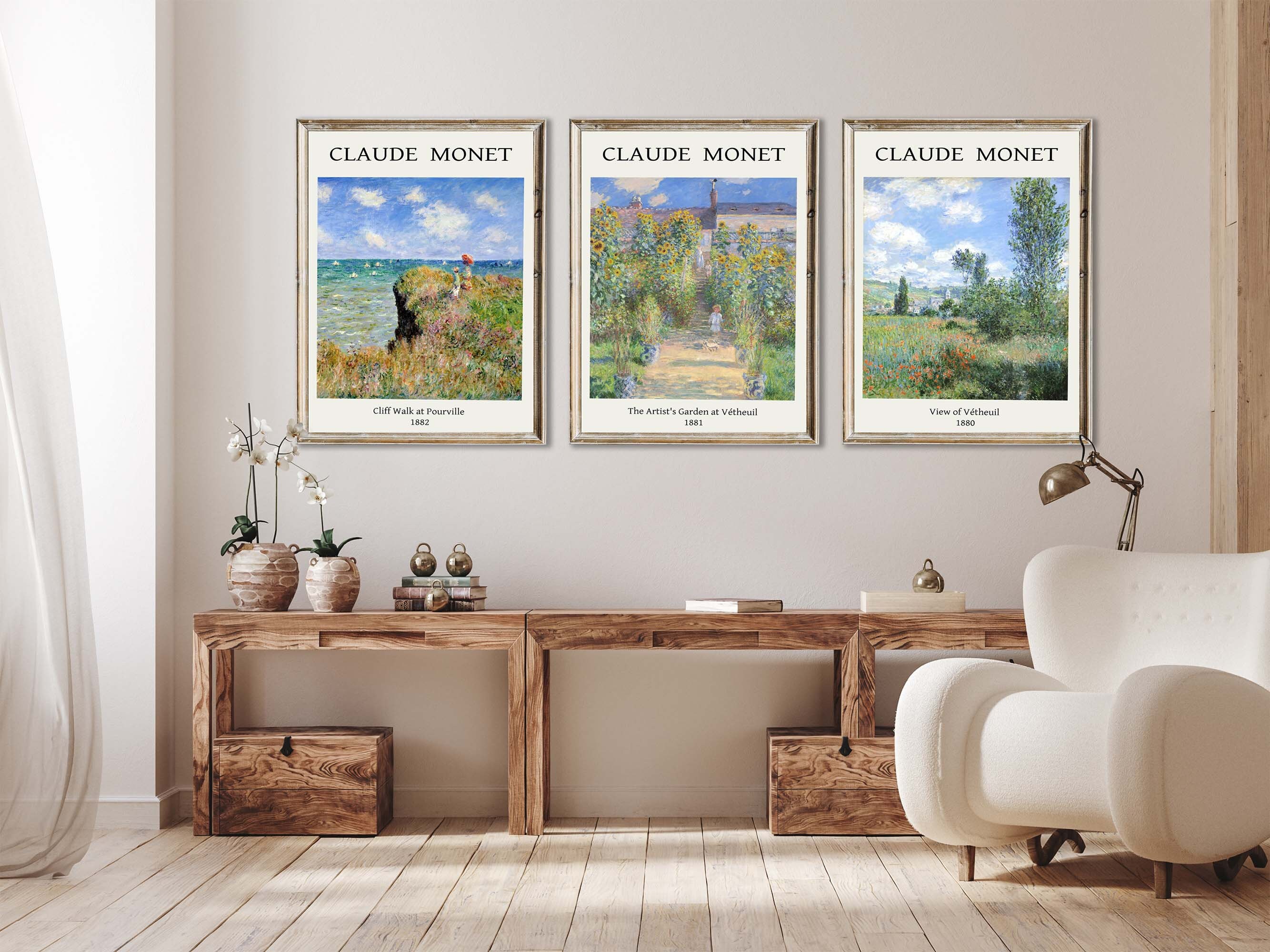 Claude Monet Triptych, Vintage Gallery Wall Art Set (digital Download ...