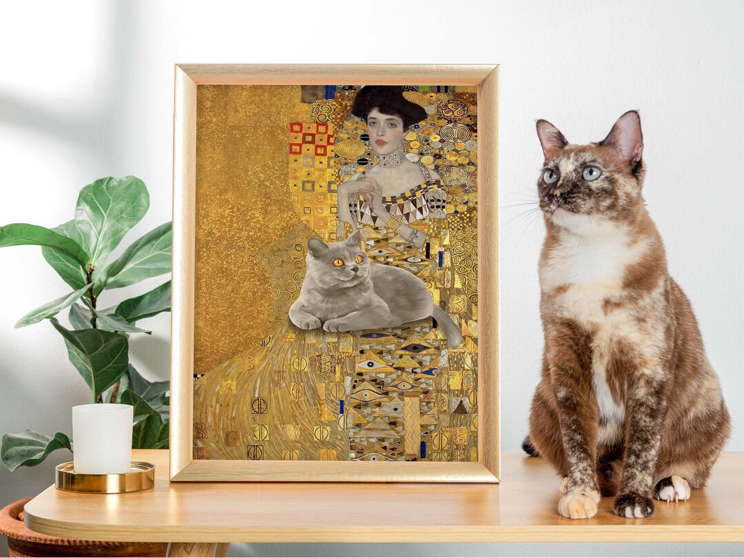 Gustav Klimt Cat Printable,portrait Adele Bloch-bauer, Funny Cat Mom ...
