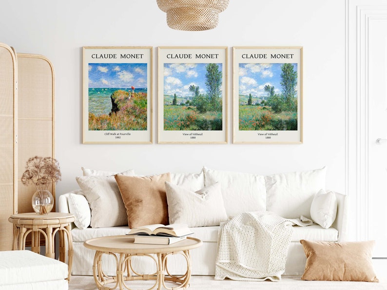 Monet Triptych Wall Art, Claude Monet, Gallery Wall Set, Printable Wall Art, Monet Exhibition ...
