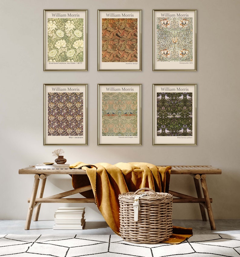 Set of 6 William Morris Print Set of 6 Vintage Digital Prints Rustic Posters Bundle Downloadable ...