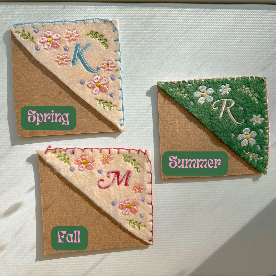 Personalized Embroidered Corner Bookmarks - Etsy