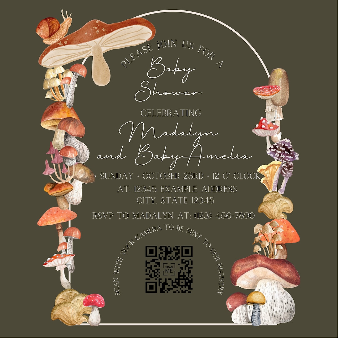 Whimsical Mushroom Baby Shower Invitation - Etsy