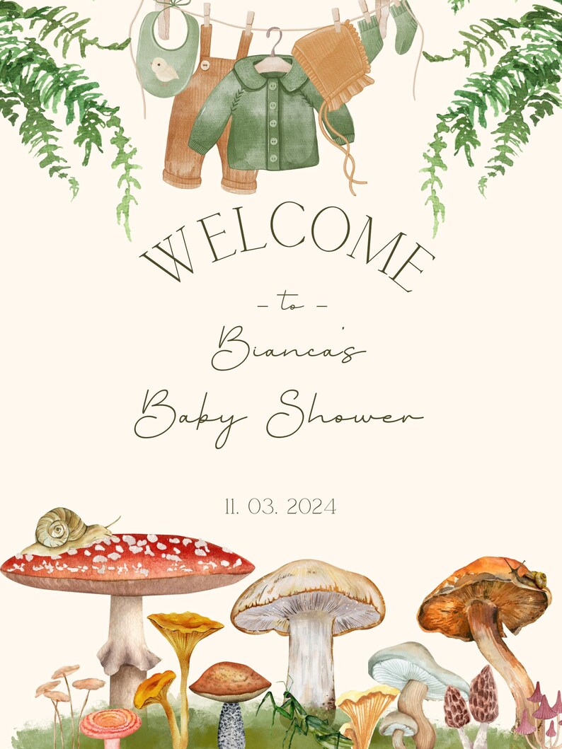 Whimsical Mushroom Welcome Baby Shower Sign - Etsy