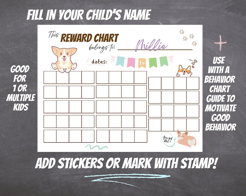 Kids Reward Chart for Family Printable Sticker Chart for Kids Daily ...