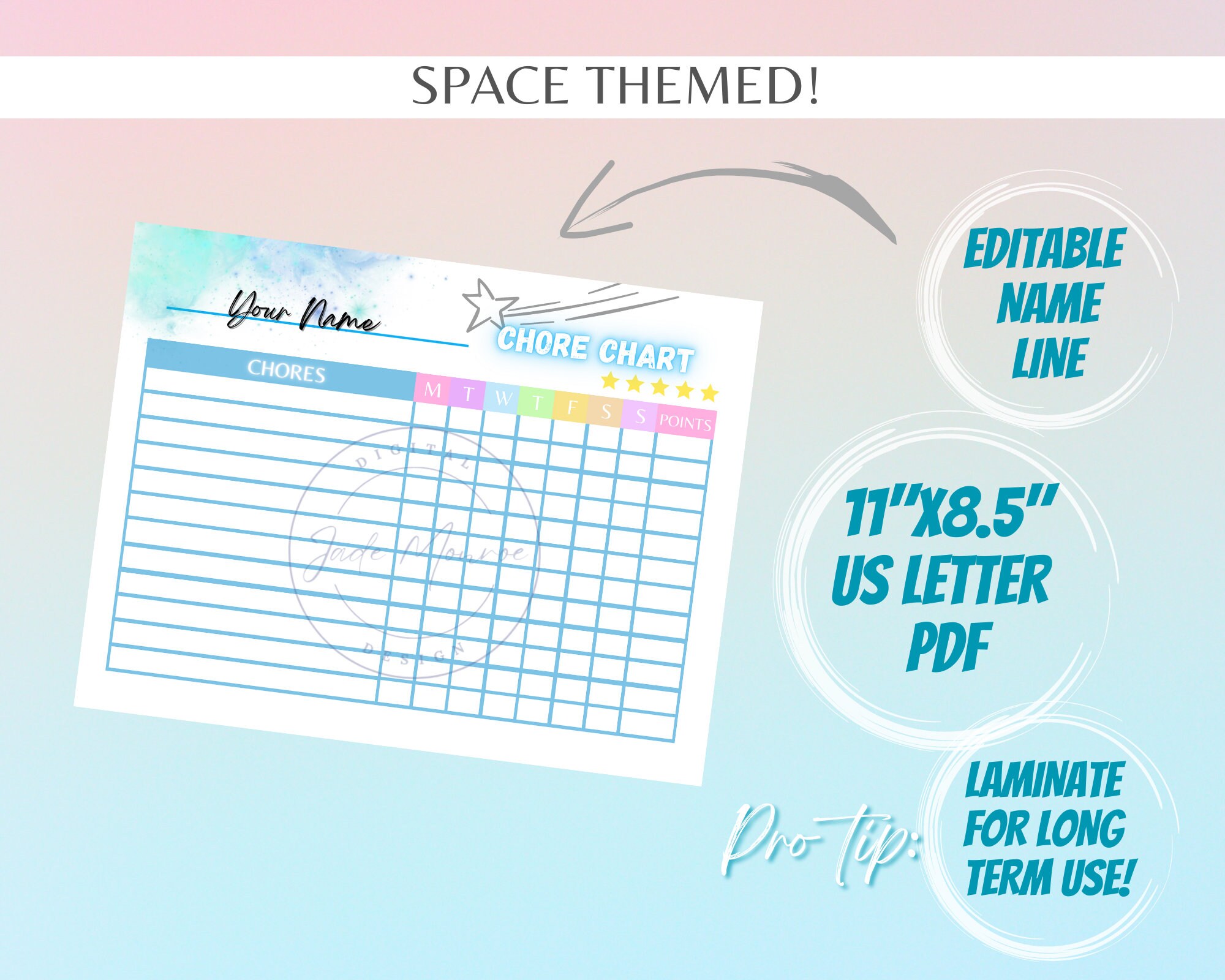 Chore Chart for Kids Sticker Star Chart for Family Weekly Personalized ...