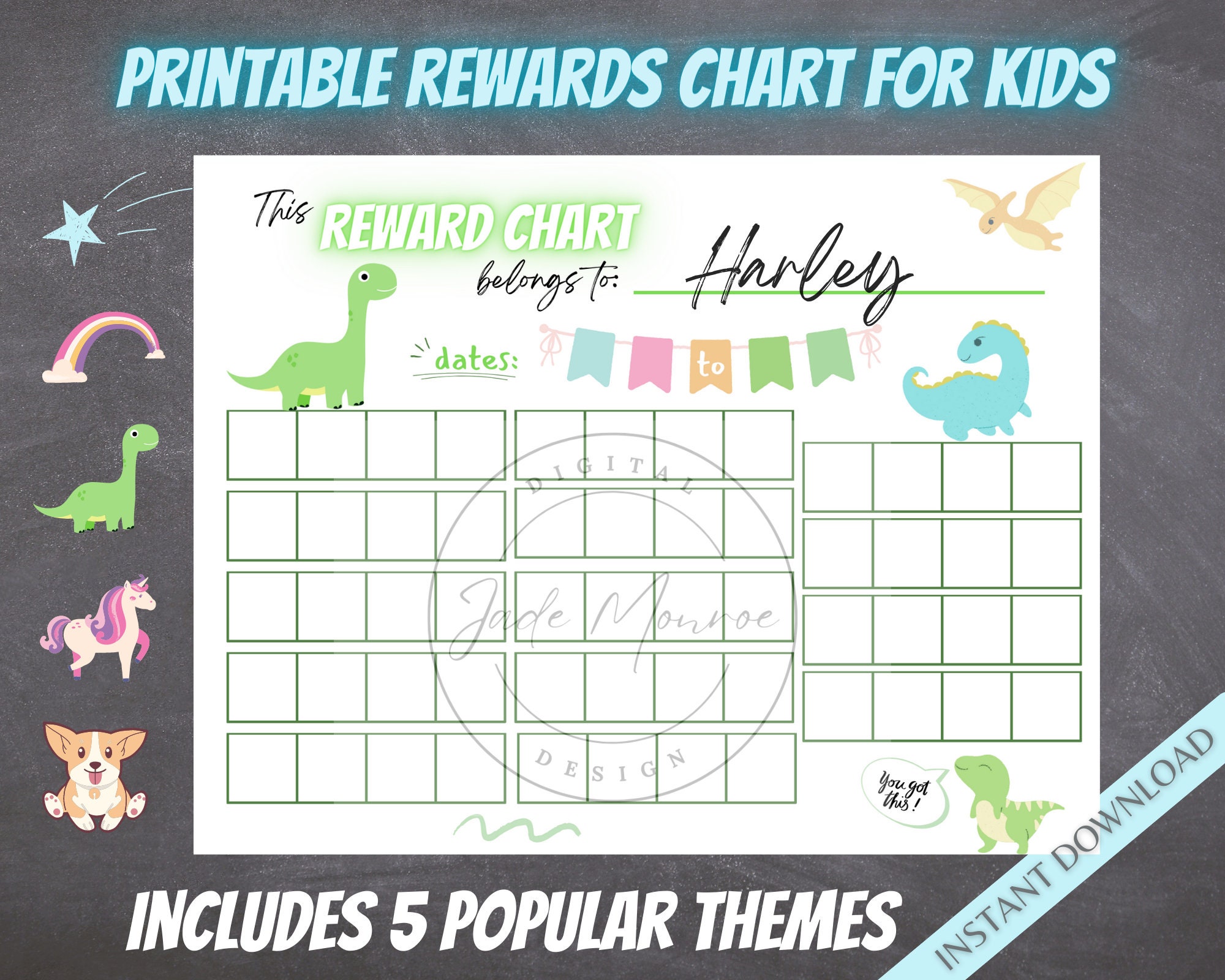 Kids Reward Chart for Family Printable Sticker Chart for Kids Daily ...