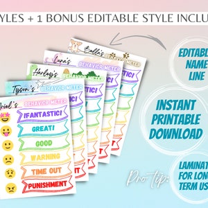 Behavior Chart for Kids Customizable Editable Tracker for Toddlers ...