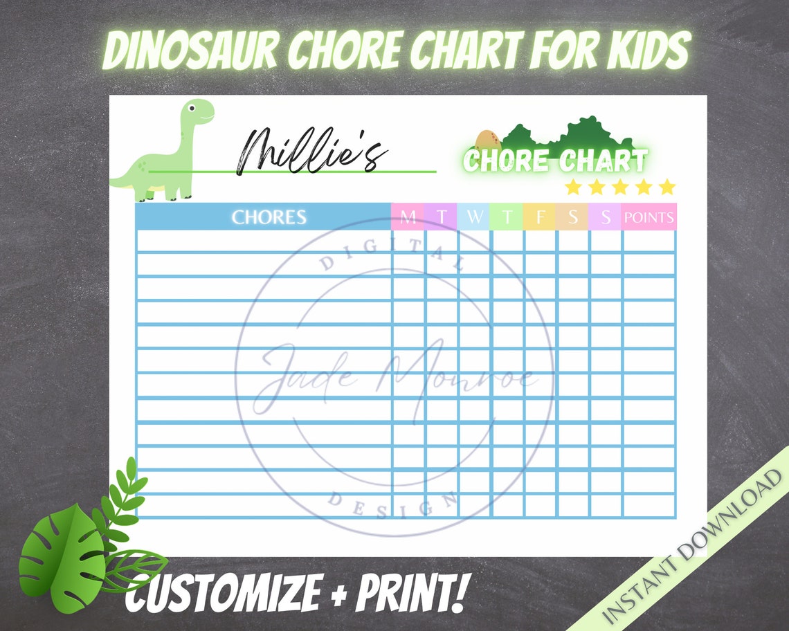 Chore Chart for Kids Sticker Star Chart for Family Weekly Personalized ...