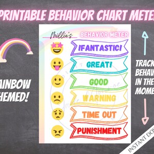 Behavior Chart Tracker for Kids Toddlers Customizable Daily Personalize ...