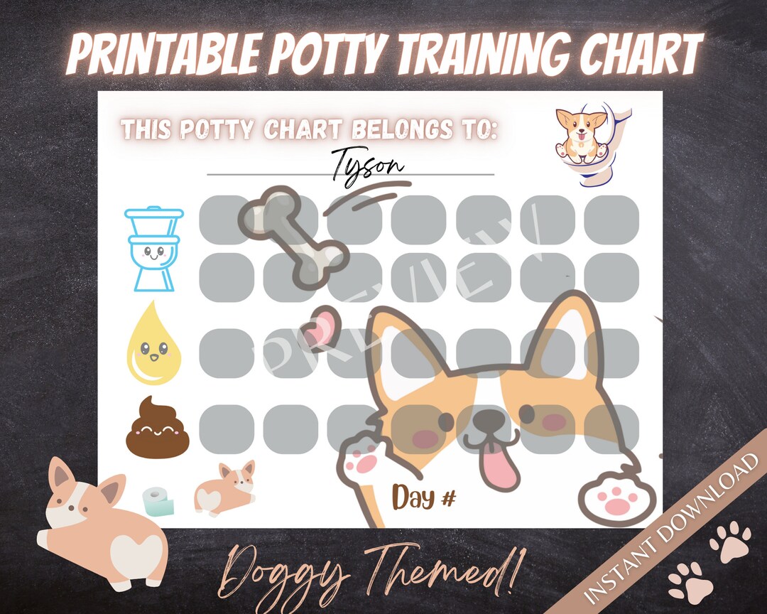 Doggy Potty Training Chart Printable for Toddler Reward Chart | Puppy ...