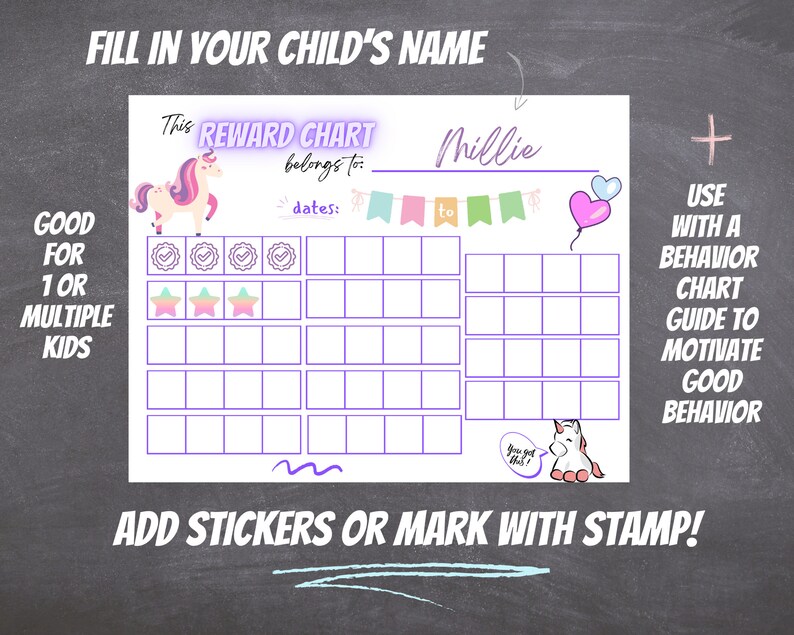 Kids Reward Chart for Family Printable Sticker Chart for Kids Daily ...