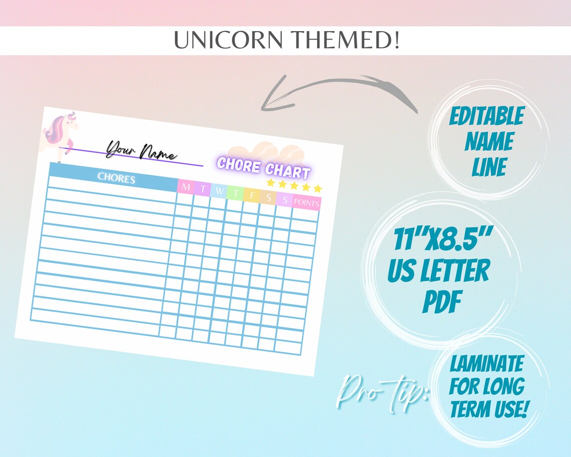 Chore Chart for Kids Sticker Star Chart for Family Weekly Personalized ...