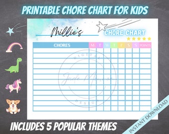 Chore Chart for Kids Sticker Star Chart for Family Weekly Personalized ...