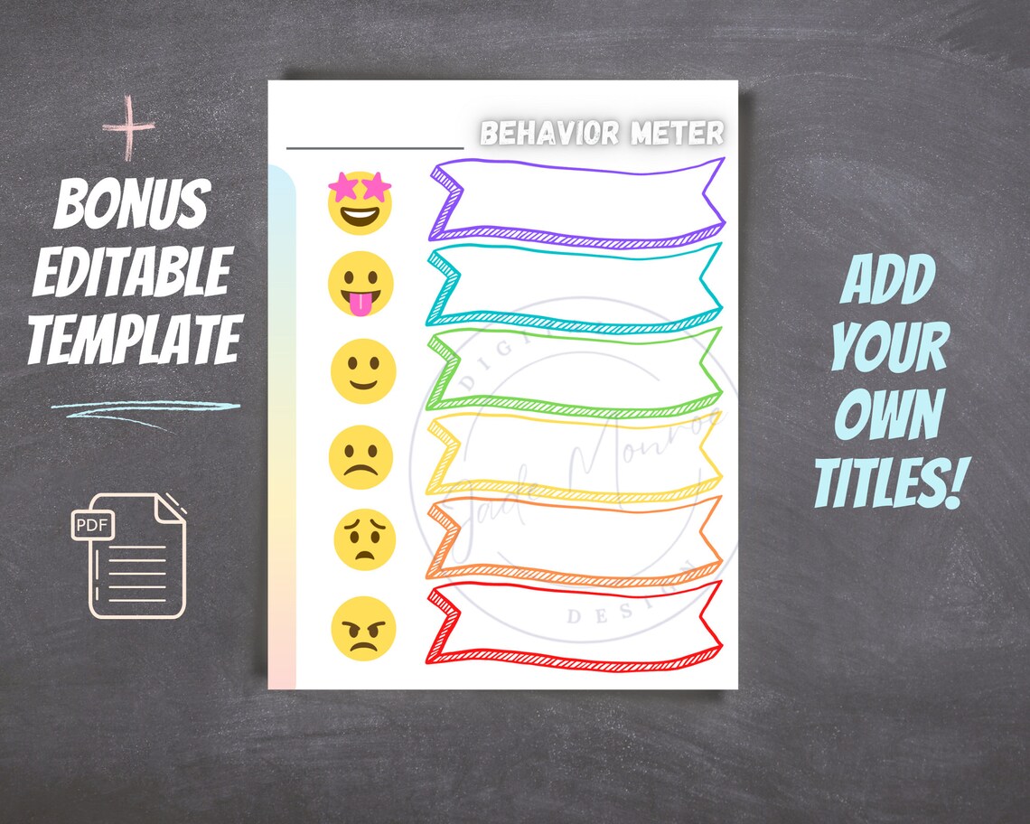 Behavior Chart Tracker for Kids Toddlers Customizable Daily Personalize ...