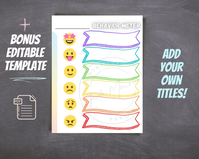 Behavior Chart Tracker for Kids Toddlers Customizable Daily Personalize ...