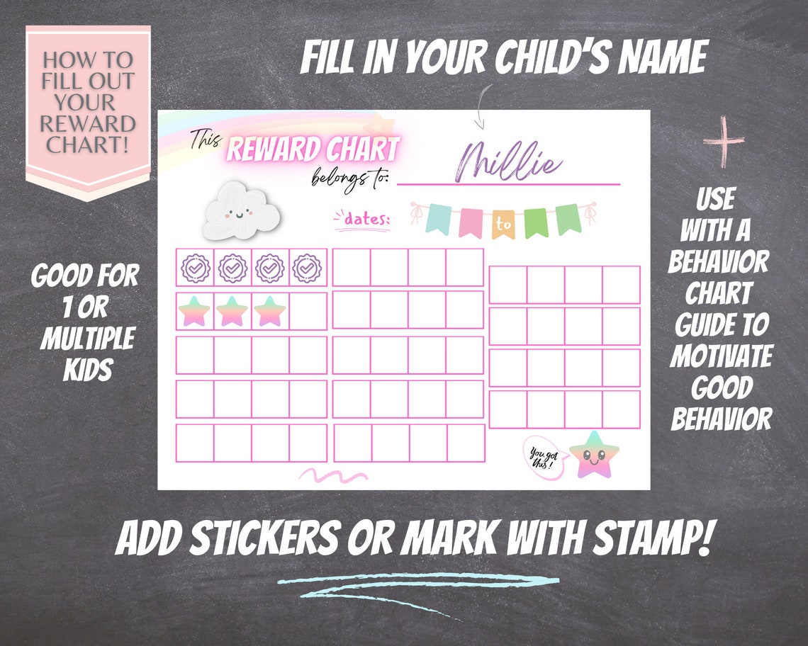 Kids Reward Chart for Family Printable Sticker Chart for Kids Daily ...