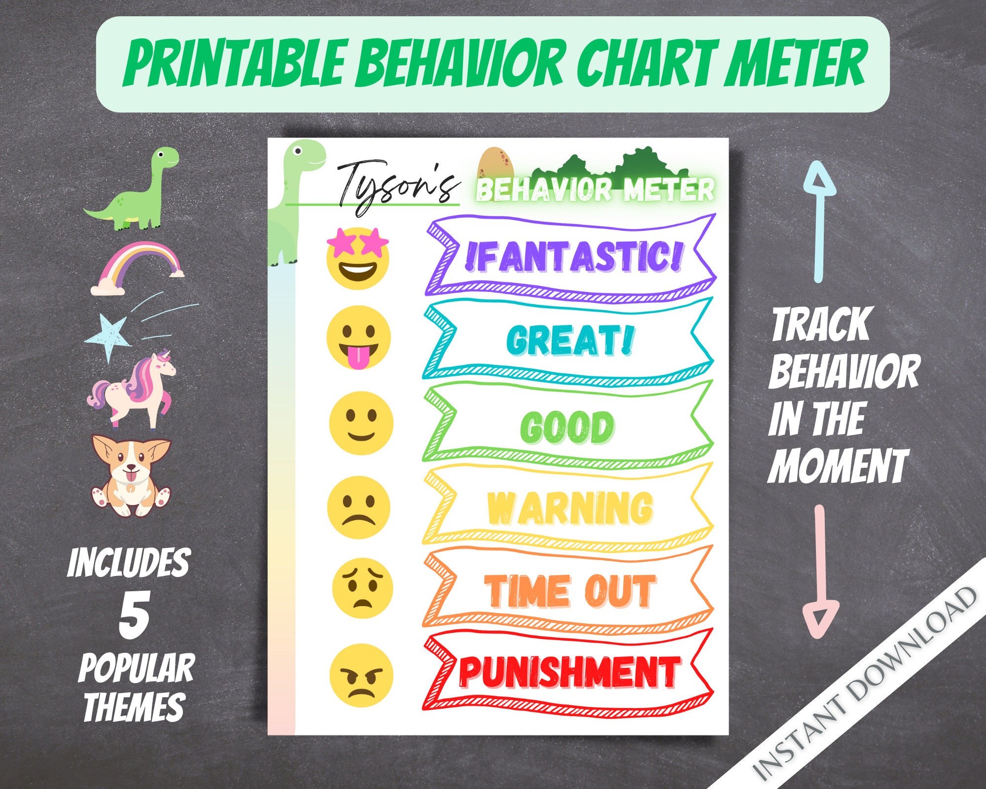 Behavior Chart for Kids Customizable Editable Tracker for Toddlers ...