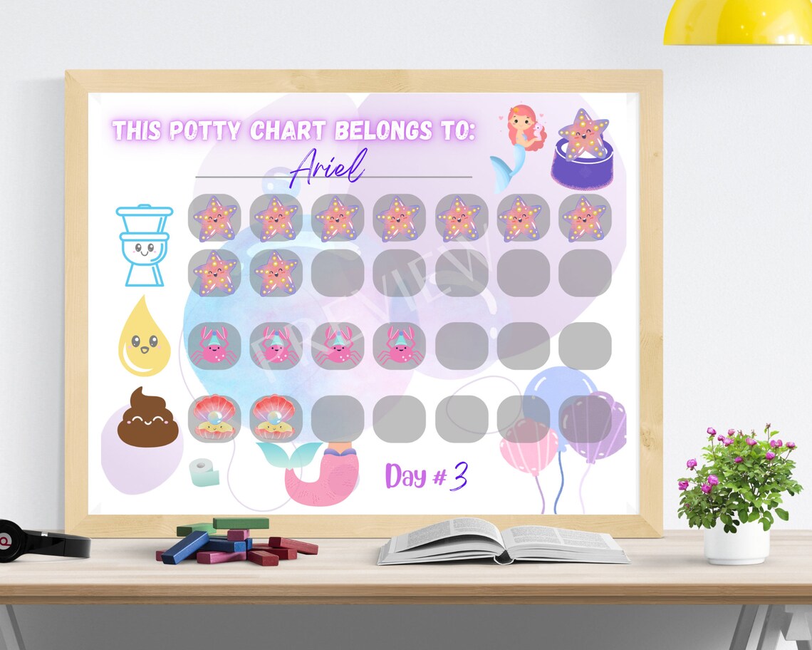 Mermaid Potty Training Chart Printable for Toddler Reward Chart ...