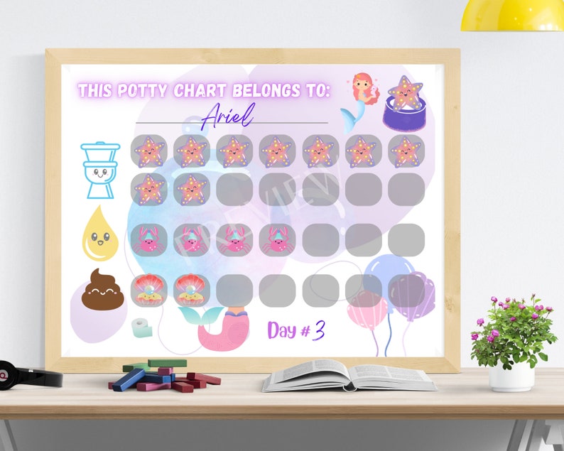 Mermaid Potty Training Chart Printable for Toddler Reward Chart ...