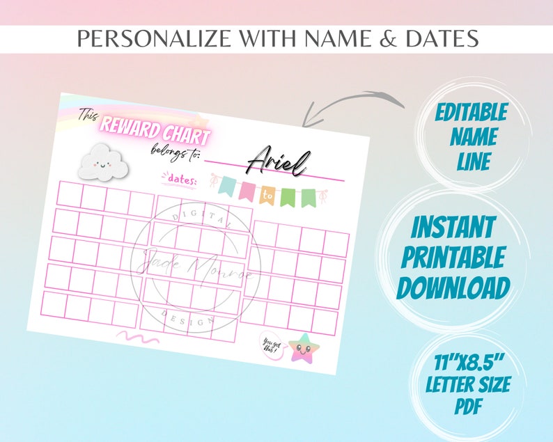 Kids Reward Chart for Family Printable Sticker Chart for Kids Daily ...