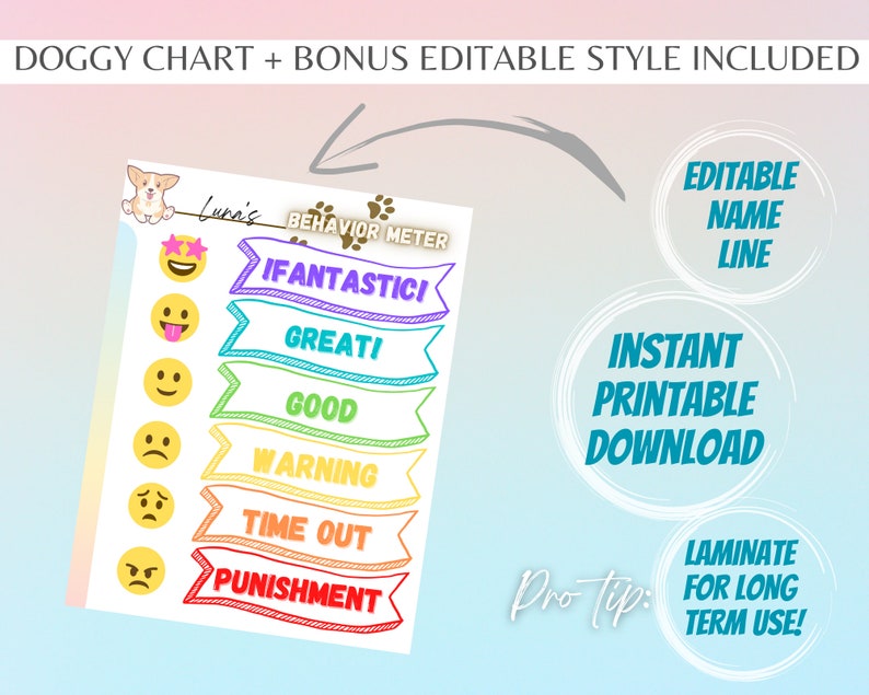Behavior Chart Tracker for Kids Toddlers Customizable Daily Personalize ...