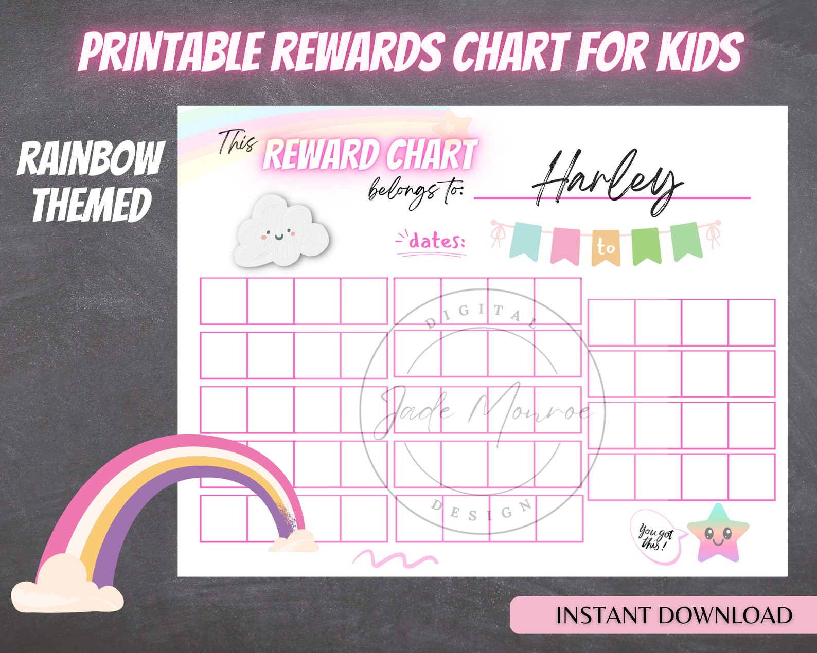 Kids Reward Chart for Family Printable Sticker Chart for Kids Daily ...