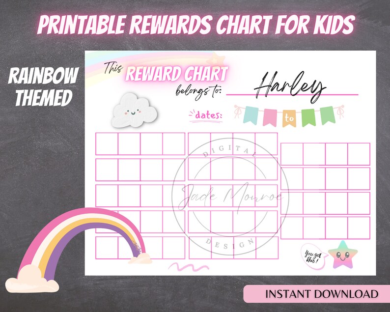 Kids Reward Chart for Family Printable Sticker Chart for Kids Daily ...