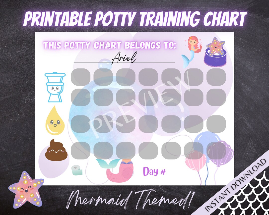 Mermaid Potty Training Chart Printable for Toddler Reward Chart ...