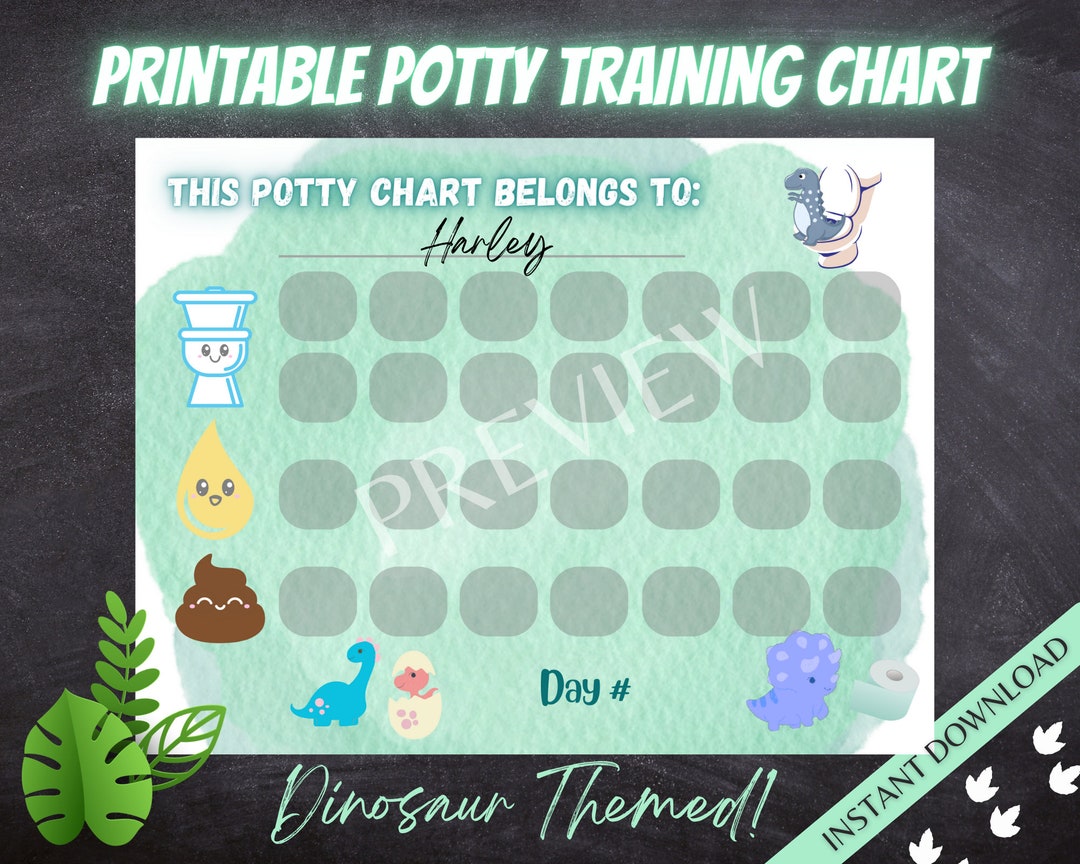 Dinosaur Potty Training Chart Printable for Toddler Reward Chart | Dino ...