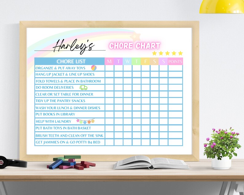 Chore Chart for Kids Sticker Star Chart for Family Weekly Personalized ...