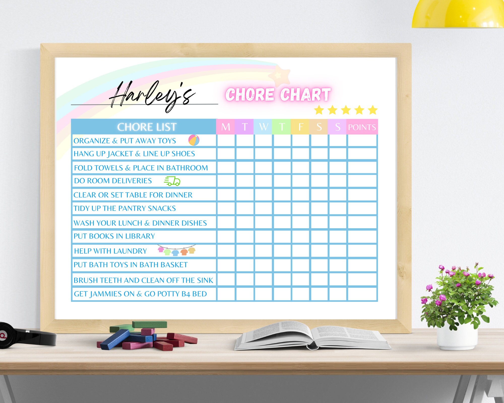 Chore Chart for Kids Sticker Star Chart for Family Weekly Personalized ...