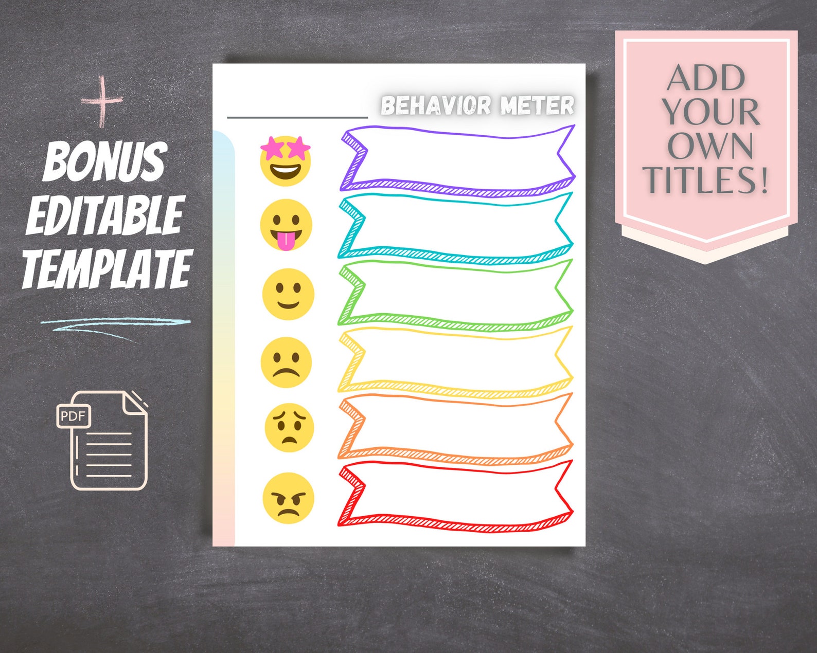 Behavior Chart for Kids Customizable Editable Tracker for Toddlers ...