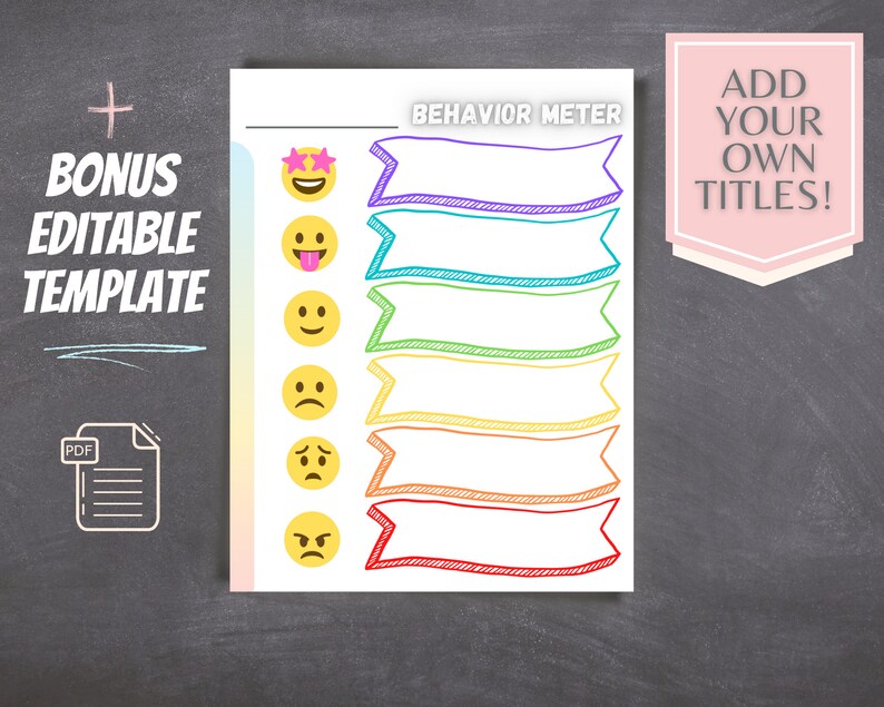 Behavior Chart for Kids Customizable Editable Tracker for Toddlers ...
