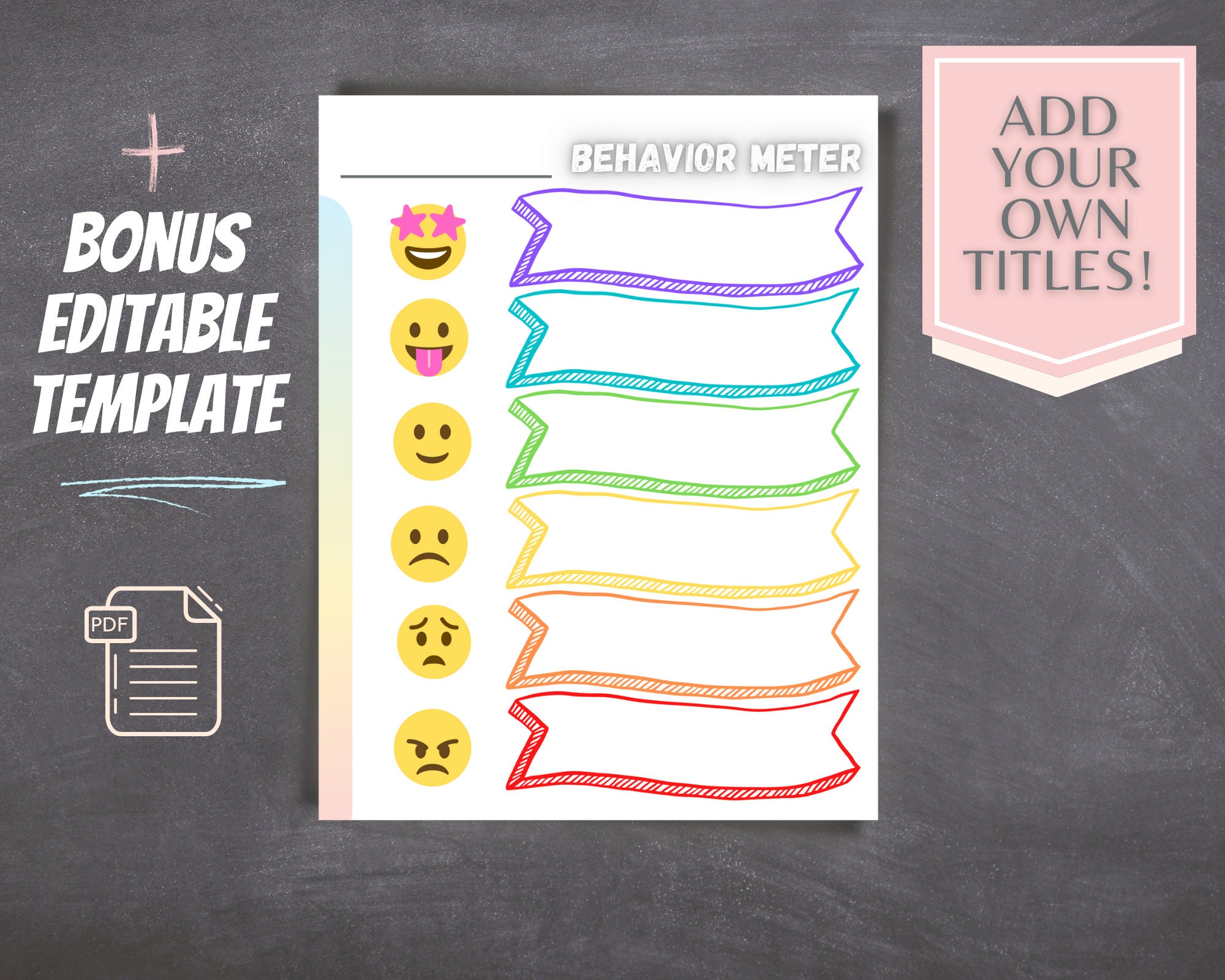 Behavior Chart for Kids Customizable Editable Tracker for Toddlers ...