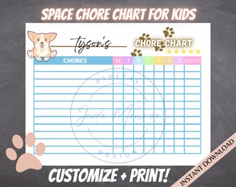 Chore Chart for Kids Sticker Star Chart for Family Weekly Personalized ...